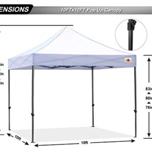 ABCCANOPY Patio Pop Up Canopy Tent 10x10 Commercial-Series (White)