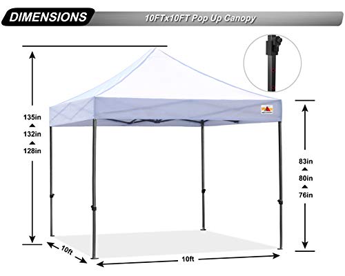 ABCCANOPY Patio Pop Up Canopy Tent 10x10 Commercial-Series (White)