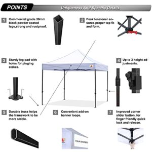 ABCCANOPY Patio Pop Up Canopy Tent 10x10 Commercial-Series (White)