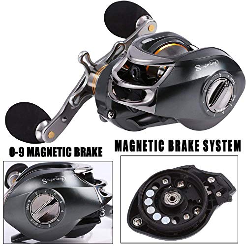 Sougayilang Baitcasting Fishing Reel, 11+1 Shielded Bearings, 18LB Carbon Fibre Drag, 7.0:1 Baitcsters,Magnetic Brake System Fishing Reel