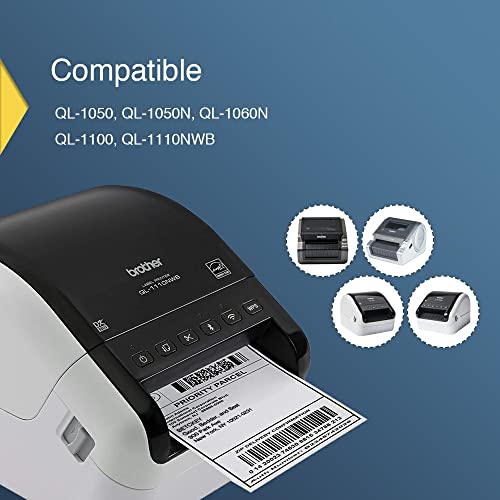 BETCKEY - Compatible Shipping Labels Replacement for Brother DK-1241 (4" x 6"), Use with Brother QL Label Printers [10 Rolls + 2 Reusable Cartridges]