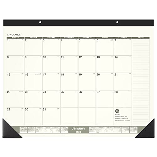 AT-A-GLANCE 2023 RY Recycled Monthly Desk Pad, Large, 22" x 17"