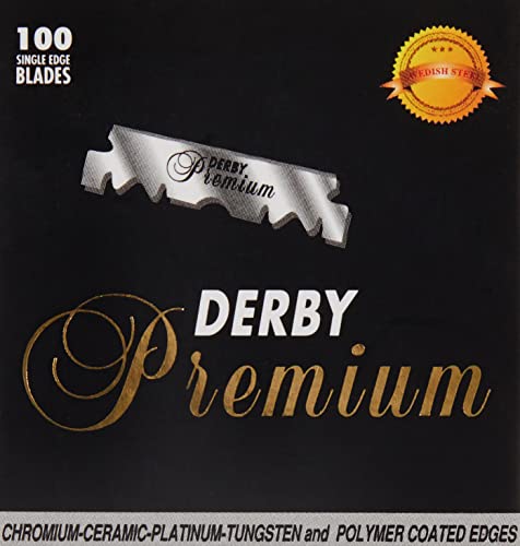 DERBY TOKAI Swedish Steel 100 Half Razor Blades, Premium Black