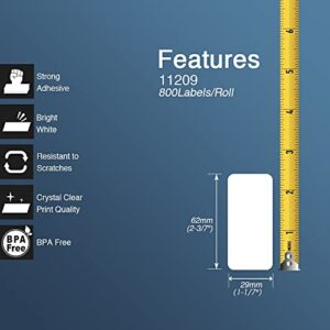 BETCKEY - Compatible Barcode Labels Replacement for Brother DK-1209 (2.4" x 1.1"), Use with Brother QL Label Printers [10 Rolls + 2 Reusable Cartridges]