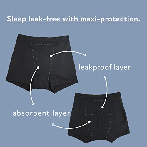 Goat Union Overnight Period Shorts for Women - 2" Absorbent Sleep Period Boyshorts Heavy Flow Black