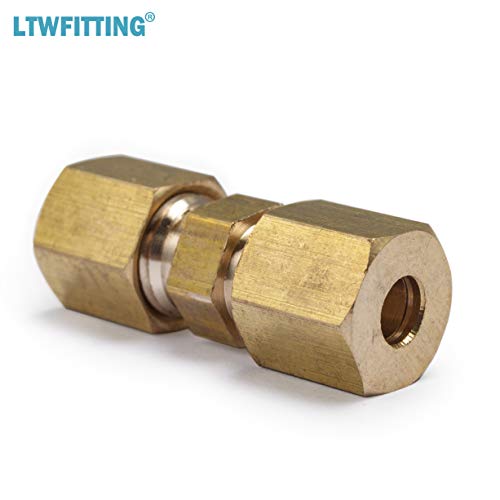 LTWFITTING Value Pack 3/16-InchOD Brass Compression Union,Sleeve Ferrule,Nut (Pack of 130)