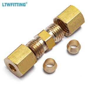 LTWFITTING Value Pack 3/16-InchOD Brass Compression Union,Sleeve Ferrule,Nut (Pack of 130)