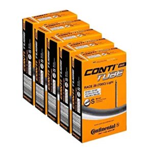 Continental Race 28 Light 700x20-25c Bicycle Inner Tubes, 80mm Long Presta Valve - 5 Pack w/ Decal