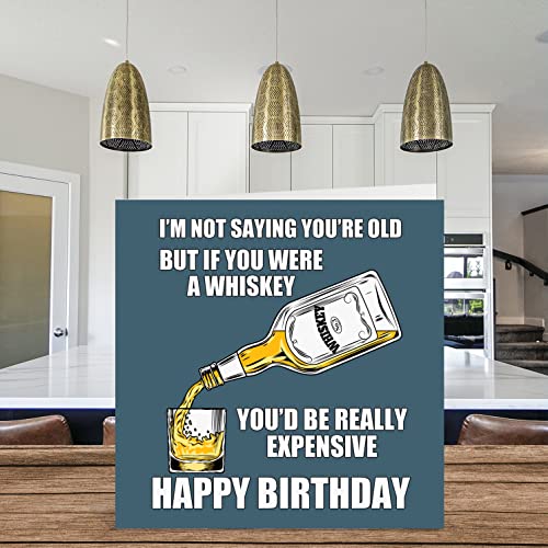 Funny Birthday Cards for Men Women - Aged Whiskey Whisky - Rude Birthday Card for Mom Dad Brother Sister Son Daughter Nan Grandad, 5.7 x 5.7 Inch Humour 30th 40th 50th 60th 70th Bday Greeting Cards