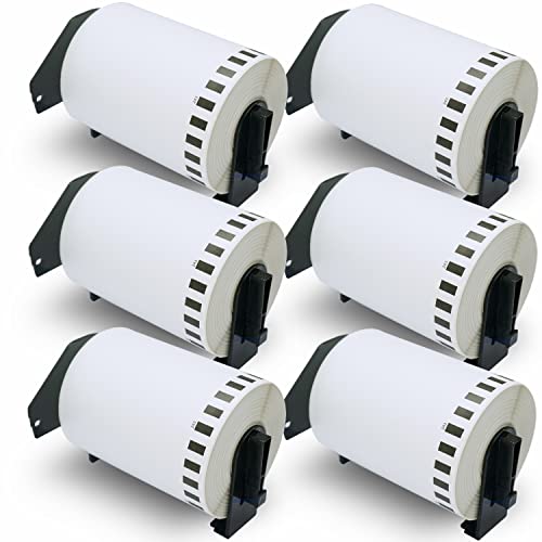 BETCKEY - Compatible Continuous Labels Replacement for Brother DK-2243 (4 in x 100 ft), Use with Brother QL Label Printers [6 Rolls]