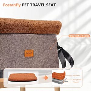 Fostanfly Dog Car Seat for Small Dogs, Upgraded Dog Booster Seat with Metal Frame, Washable Pet Car Seat with Thick Cushion Safety Leash and Storage Pockets