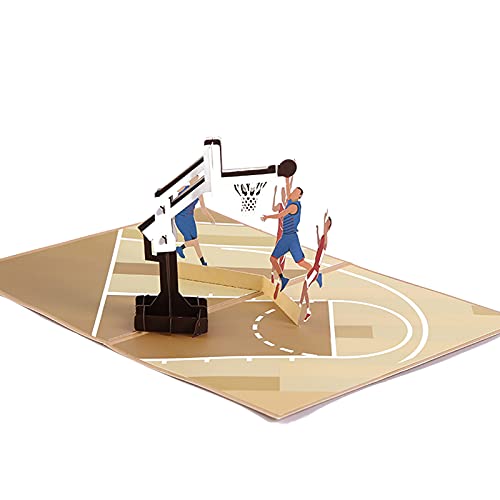 Basketball Pop Up Card, Blank Handmade 3D Sports Greeting with Envelope for Happy Birthday, Father's Day, Anniversary, Valentine's for Him Boy Men Dad Husband Boyfriend Brother Son Nephew Kid Friend