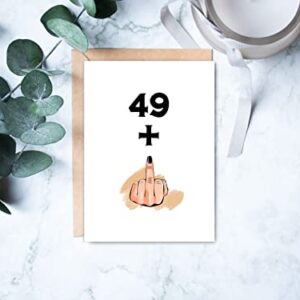 LillaGifts Funny 50Th Birthday Card - 49+1 Women Or Men - Sweet 50 Years Old Birthday Gift - Gift Perfect For Husband Wife Brother Sister, 5 x 7 inches