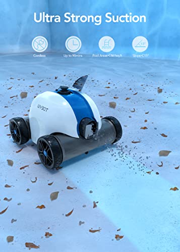 WYBOT 2023 Premium Cordless Robotic Pool Cleaner, Automatic Pool Vacuum with Powerful Suction, LED Indicator, Last 90 Mins, Self-Parking, Ideal for Above/In-Ground Flat Pools up to 40 Feet-Osprey 300