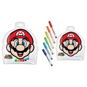 super mario brothers diecut pouch with gel pens – 5″ x 5 3/10″ | multicolor | 6 pcs.