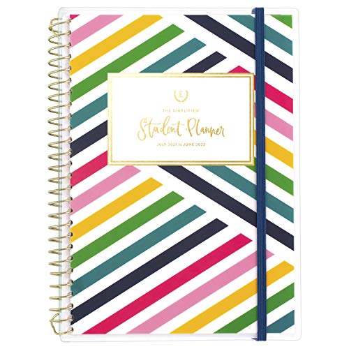 Academic Student Planner 2021-2022, Simplified by Emily Ley for AT-A-GLANCE Weekly & Monthly Planner, 5-1/2" x 8-1/2", Small, for School, Happy Stripe (ELS21-200A)