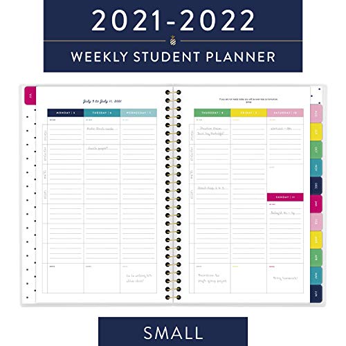 Academic Student Planner 2021-2022, Simplified by Emily Ley for AT-A-GLANCE Weekly & Monthly Planner, 5-1/2" x 8-1/2", Small, for School, Happy Stripe (ELS21-200A)