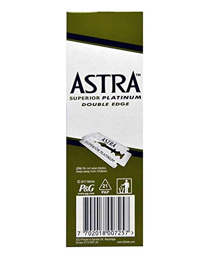 Astra Superior Platinum Double Edge Shaving Razor Blades 100 Pcs Barber Favored by Astra