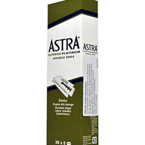 Astra Superior Platinum Double Edge Shaving Razor Blades 100 Pcs Barber Favored by Astra