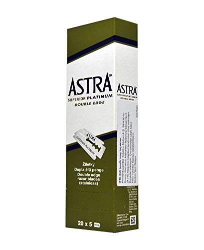 Astra Superior Platinum Double Edge Shaving Razor Blades 100 Pcs Barber Favored by Astra