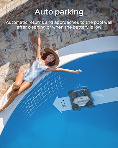 WYBOT 2023 Latest Cordless Robotic Pool Cleaner, Pool Vacuum for Above Ground Pools, with 120-130mins Working Time, Strong Suction, LED Indicator, Ideal for Pools Up to 1000-1300 Sq.ft