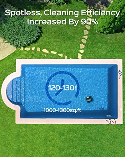 WYBOT 2023 Latest Cordless Robotic Pool Cleaner, Pool Vacuum for Above Ground Pools, with 120-130mins Working Time, Strong Suction, LED Indicator, Ideal for Pools Up to 1000-1300 Sq.ft