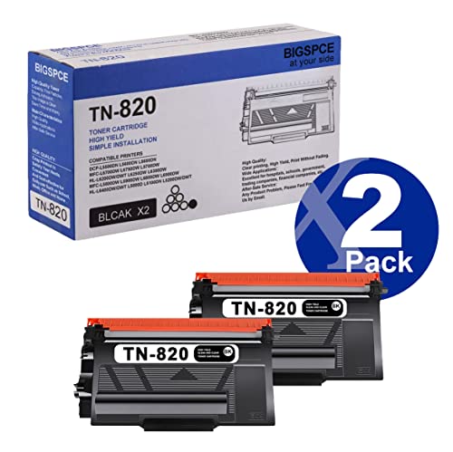 BIGSPCE 2-Pack TN-820 Black High Yield Toner Cartridge Compatible TN820 Replacement for Brother DCP-L5500DN L5600DN MFC-L6700DW L6750DW HL-L6200DW/DWT Printer, Up to 3,500 Pages/Cartridge