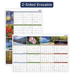 AT-A-GLANCE 2023 Erasable Calendar, Dry Erase Wall Planner, 36" x 24", Large, Horizontal/Vertical, Seasons in Bloom (PA133)