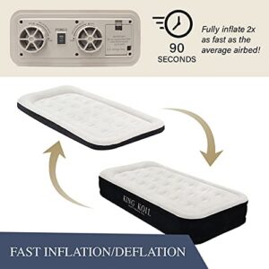 King Koil Luxury Twin Size Air Mattress with Built-in High Speed Pump for Camping, Home & Guests - Air Mattresses Twin Size Airbed Luxury Inflatable Blow Up Mattress Waterproof