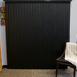 Black Frisco Textured Vinyl Vertical Blinds with 3-1/2" Embossed Vanes 68" Wide x 72" Long Cordless