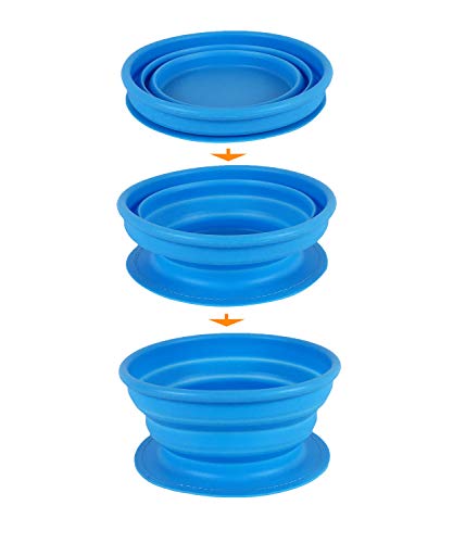 Collapsible Travel Dog Bowl or Cat Travel Bowls, Two Adjustable, Expandable Silicone Dog Bowl with Convenient Carry Case for Food and Water Pet Bowls for Travel or Park