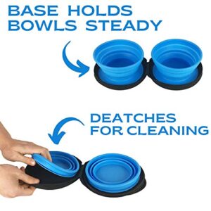 Collapsible Travel Dog Bowl or Cat Travel Bowls, Two Adjustable, Expandable Silicone Dog Bowl with Convenient Carry Case for Food and Water Pet Bowls for Travel or Park