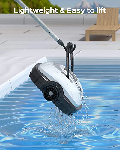 WYBOT Cordless Pool Vacuum, Robotic Pool Cleaner, with Updated Battery Up to 100Mins Runtime, Strong Suction, IPX8 Waterproof, Automatic Vacuum for Above Flat Bottomed Pools Up to 861 Sq.Ft