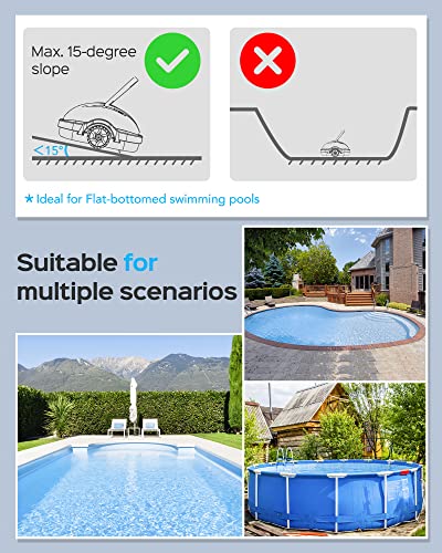 WYBOT Cordless Pool Vacuum, Robotic Pool Cleaner, with Updated Battery Up to 100Mins Runtime, Strong Suction, IPX8 Waterproof, Automatic Vacuum for Above Flat Bottomed Pools Up to 861 Sq.Ft