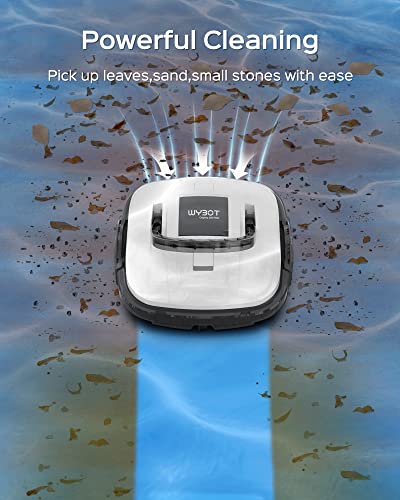 WYBOT Cordless Pool Vacuum, Robotic Pool Cleaner, with Updated Battery Up to 100Mins Runtime, Strong Suction, IPX8 Waterproof, Automatic Vacuum for Above Flat Bottomed Pools Up to 861 Sq.Ft