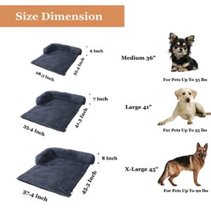 Coohom Calming Dog Bed Pet Couch Protector Dog Cat Bed Mats for Furniture with Removable Washable Cover,Plush Sofa Cover Cushion with Soft Neck Bolster (Medium 36", Grey)