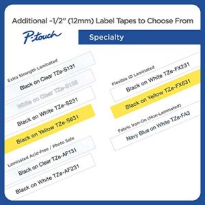 Brother Genuine P-touch TZE-631 Tape, 1/2" (0.47") Standard Laminated P-touch Tape, Black on Yellow, Laminated for Indoor or Outdoor Use, Water Resistant, 26.2 Feet (8M), Single-Pack