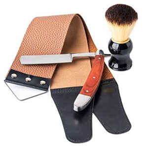 Straight Razor Barber Razor Straight Edge Razor navaja de barbero Straight Razor Kit Professional Shaving Razor with Strop Shaving Brush Leather Strop