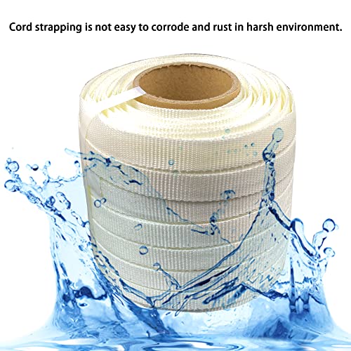 NVOYAJUAN Heavy Duty 1/2" x 3800’Woven Cord Strapping Roll of 6" x 3" Core Size, 770 lbs Break Strength