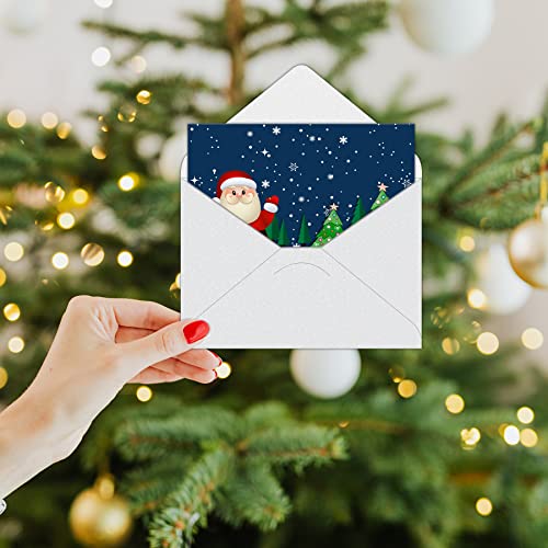 POWER UNICO FLOWER 16 pcs Christmas Greeting Cards with Envelopes - Xmas Note Cards with Four Festive Designs - Christmas Deacration Party Favors 4*6in (4x6in, 167)