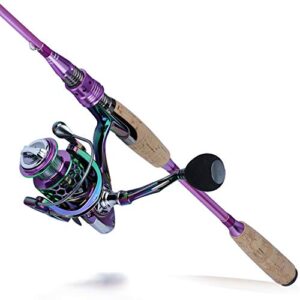 sougayilang fishing rod reel combo，carbon fiber protable spinning fishing pole and colorful spinning reel for travel 4 pieces freshwater-6.9ft