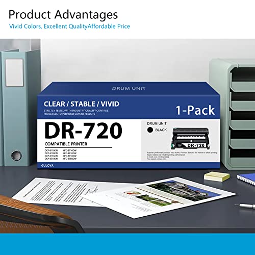 GULOYA DR-720 DR720 High Yield Black Compatible Drum Unit Replacement for Brother HL-5440D 5450DN DCP-8110DN 8150DN 8510DN MFC-8710DW 8810DW 8910DW Printer (1 Drum)