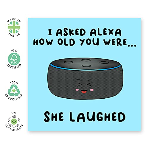 CENTRAL 23 Funny Birthday Cards for Men - Alexa Birthday Card - Birthday Cards for Women - For Mom Dad Him Her - Comes With Fun Stickers