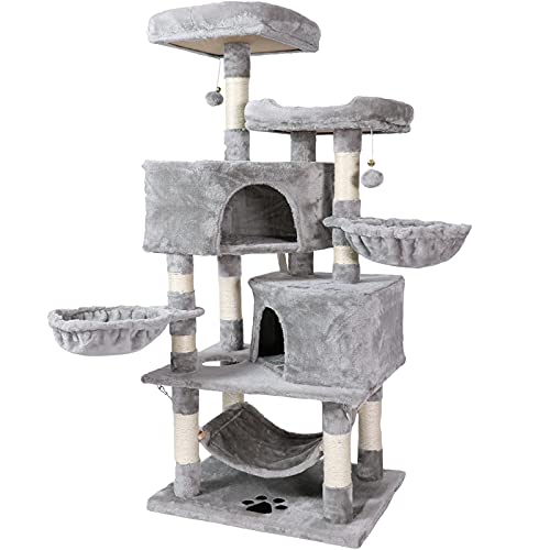 NEGTTE Cat Tree for Indoor Cats- Multi-Level Cat Tree for Big Cats -Cat Condo Big - Cat Climbing Tower-Pet Play House