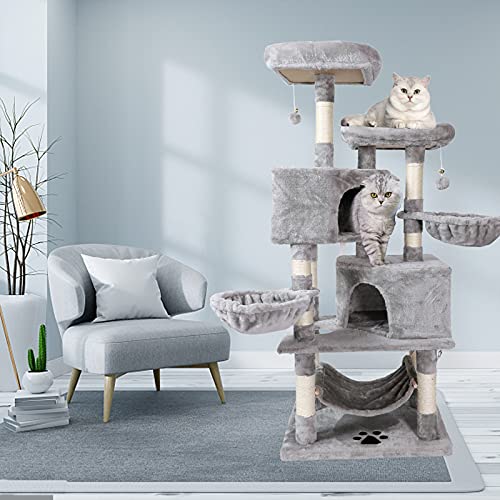 NEGTTE Cat Tree for Indoor Cats- Multi-Level Cat Tree for Big Cats -Cat Condo Big - Cat Climbing Tower-Pet Play House