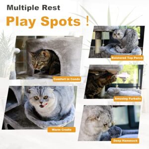 NEGTTE Cat Tree for Indoor Cats- Multi-Level Cat Tree for Big Cats -Cat Condo Big - Cat Climbing Tower-Pet Play House