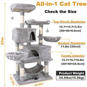 NEGTTE Cat Tree for Indoor Cats- Multi-Level Cat Tree for Big Cats -Cat Condo Big - Cat Climbing Tower-Pet Play House