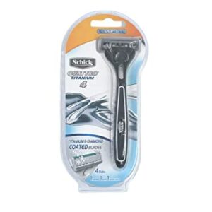 Schick Quattro Razor & Cartridges, Titanium Coated Blades, 1 Razor, 2 Cartridges , Packaging May Vary