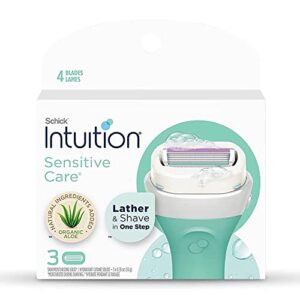 schick intuition sensitive(aloe) advanced moisture razor refill cartridges, 3 count