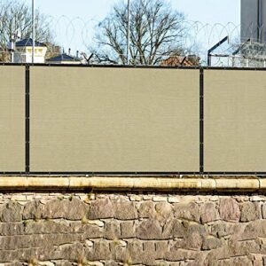 Windscreen4less Heavy Duty Fence Privacy Screen Beige 6' x 40' with Reinforced Bindings and Brass Grommets Garden Windscreen Mesh Net for Outdoor Yard-Cable Zip Ties Included